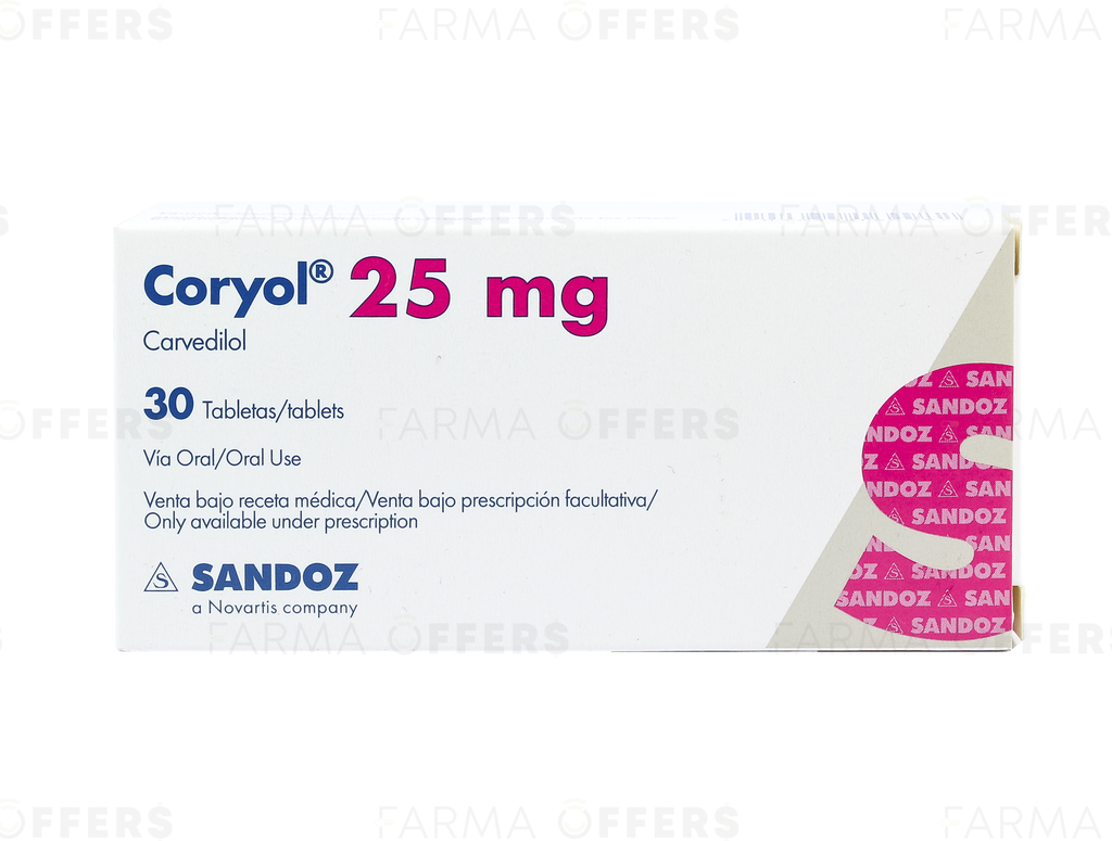 CORYOL TABL 25mg, 1 de 30 | Farmaoffers