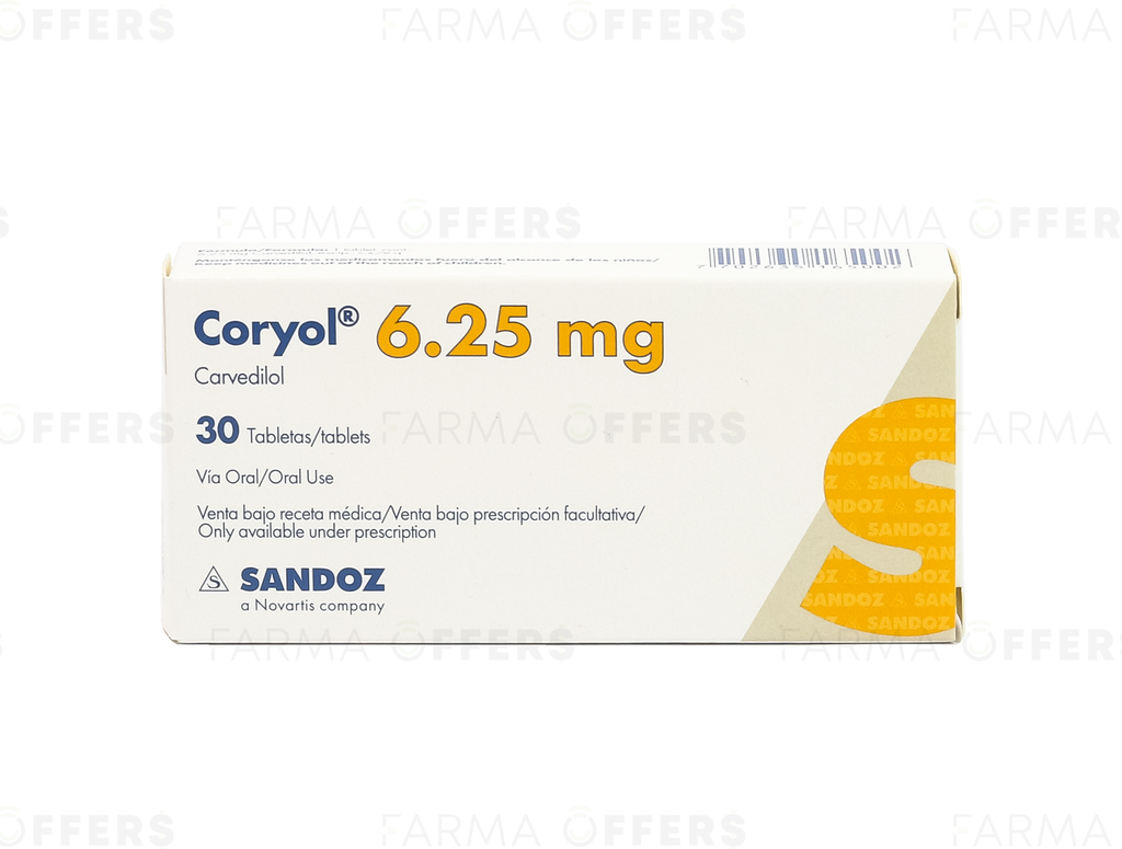 CORYOL TABL 6.25MG, 1 de 30 | Farmaoffers