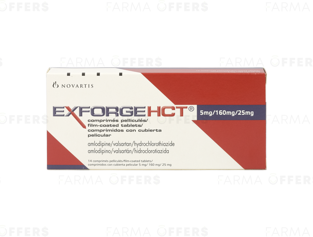 EXFORGE HCT TABL 5MG 160MG/25, 1 de 14 | Farmaoffers