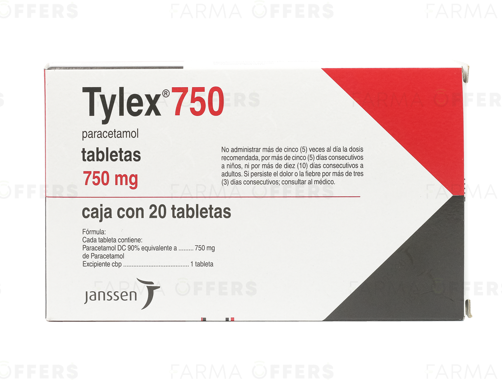 TYLEX TABL 750MG, 1 de 20 | Farmaoffers
