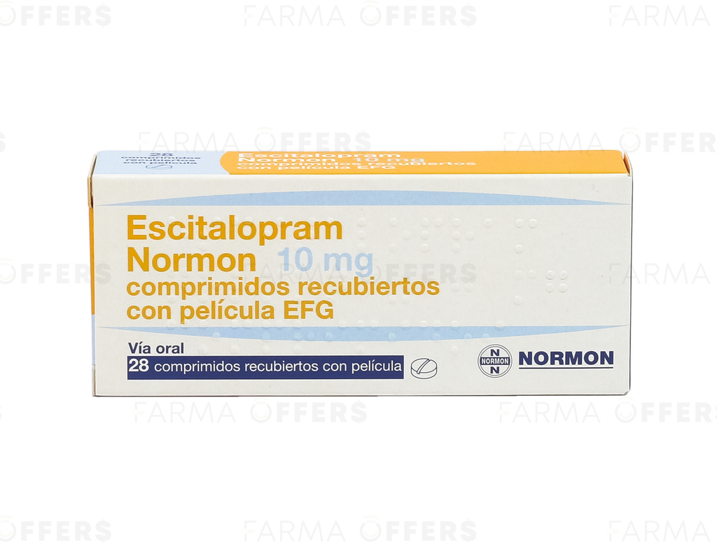 ESCITALOPRAM TABL 10mg, 1 de 28 NORMON | Farmaoffers