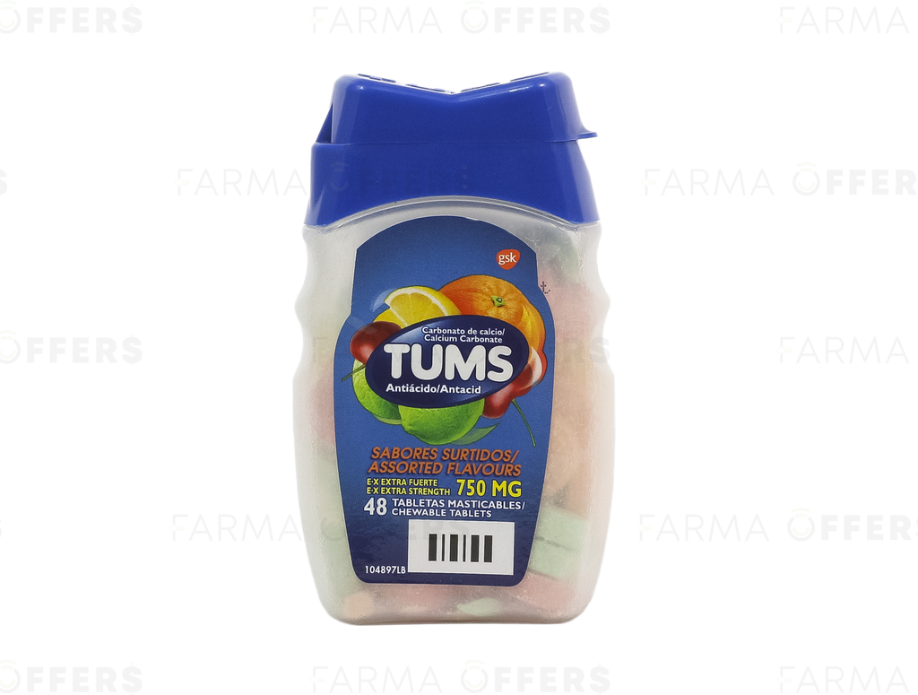 TUMS SABORES SURTIDOS EXTRA FUERTE 750MG | Farmaoffers