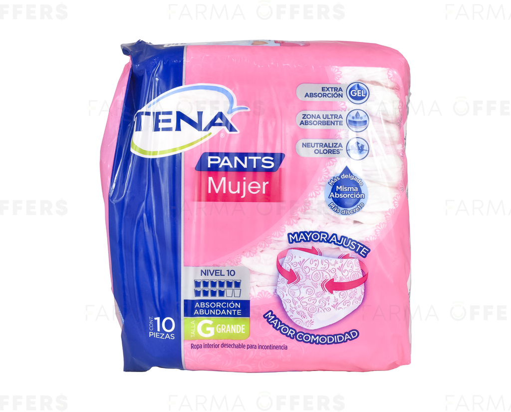 TENA PANTS MUJER GRANDE X 10 | Farmaoffers